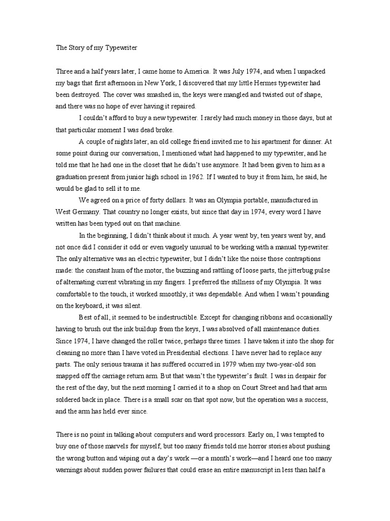 The Story of My Typewriter | PDF | Printing | Office Work