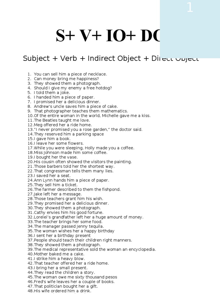 Basic Sentence Patterns Exercises With Answers
