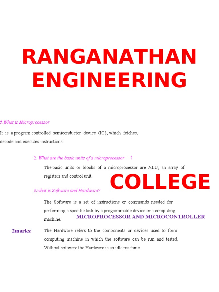 Microprocessor and Microcontroller Basics | PDF | Central Processing ...