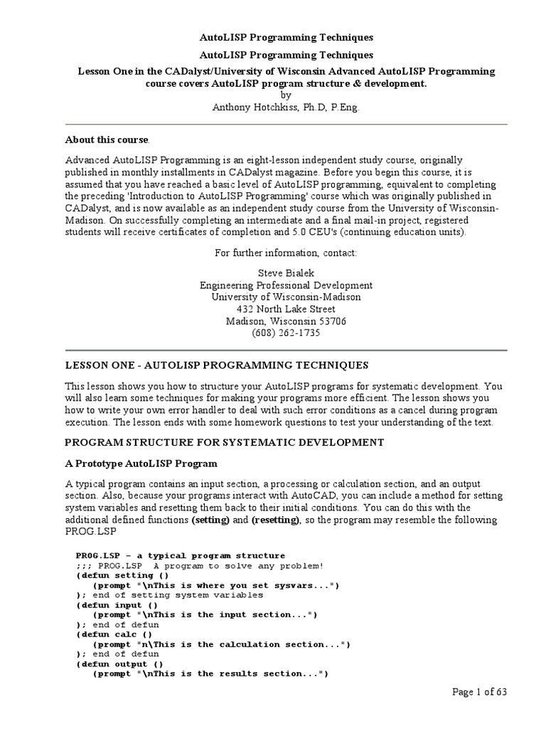 Autolisp Programming Techniques Pdf Command Line Interface String Computer Science 9401