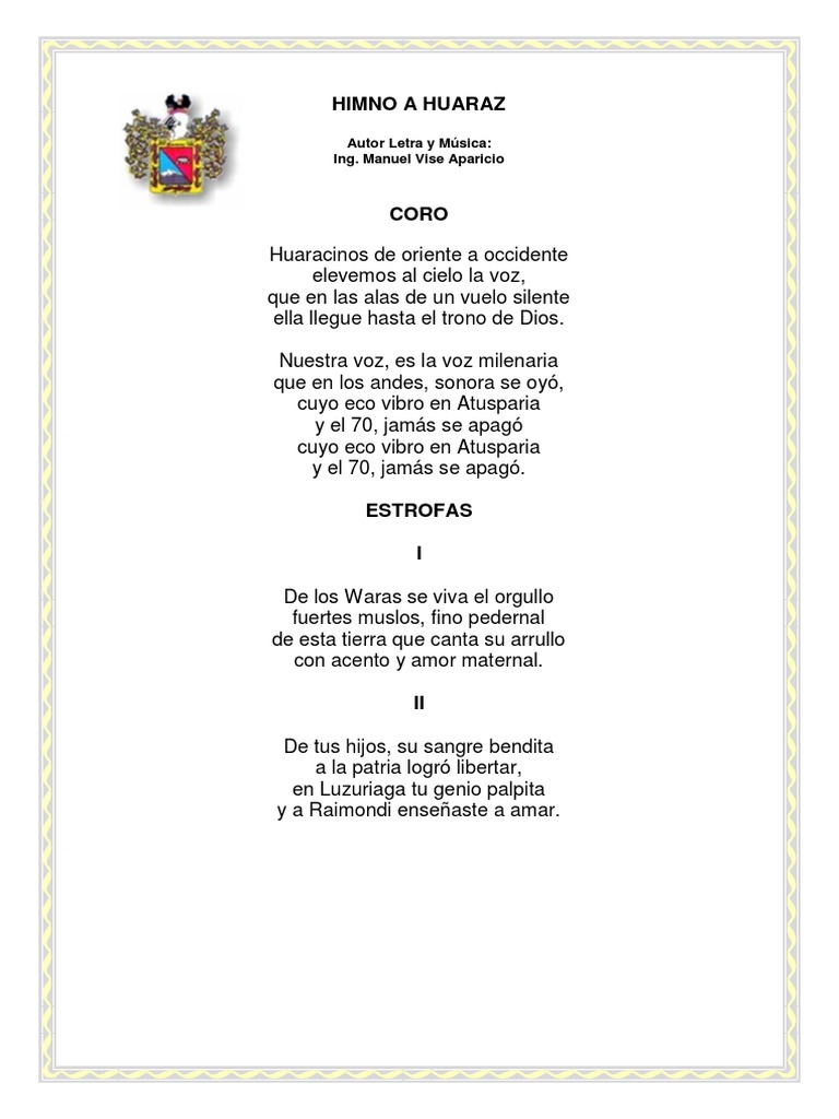 Himno Huaraz | Canciones patrióticas | Himnos