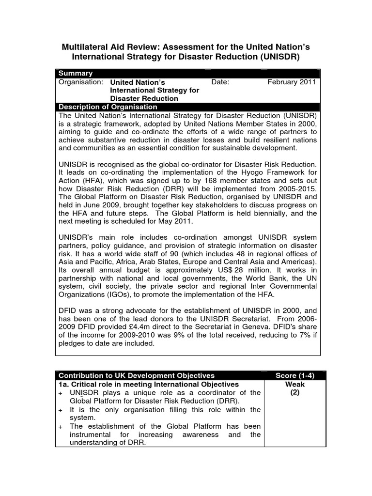 Multilateral Aid Review: Assessment For The United Nation's ...