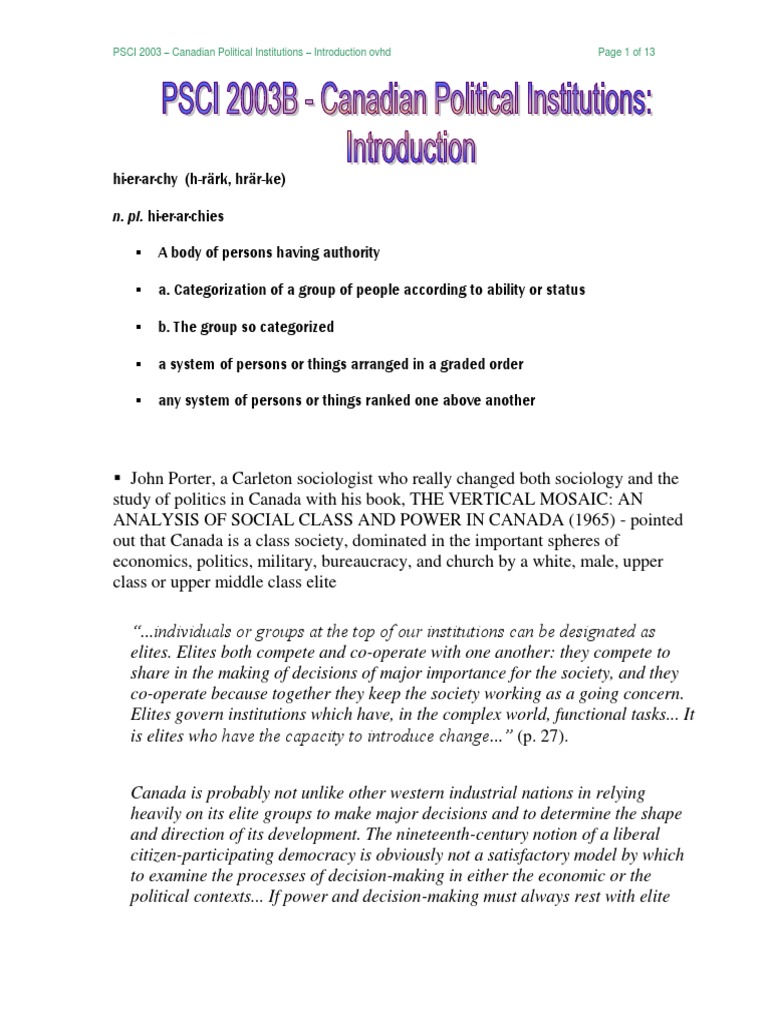 Canadian Political Hierarchy Overview | PDF | Provinces And Territories ...