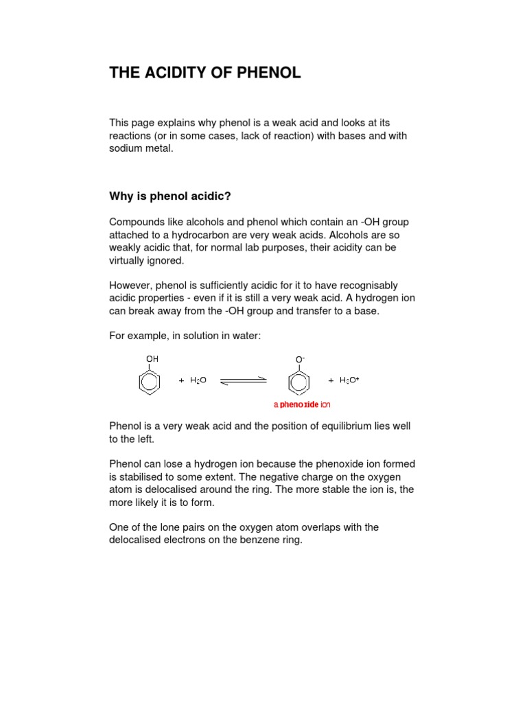 Understanding Phenol's Weak Acidity | PDF | Aromaticity | Acid