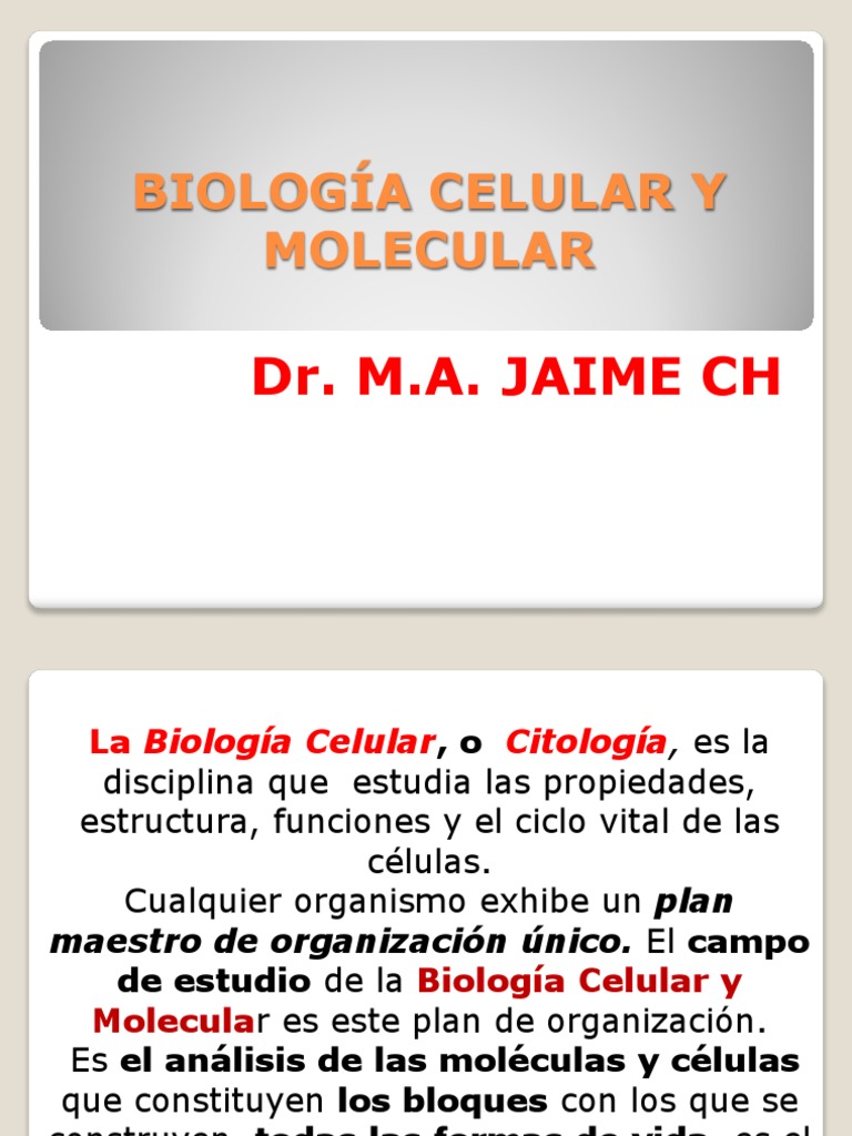 BIOLOGÍA CELULAR Y MOLECULAR, 2semana | PDF | Biología Celular ...