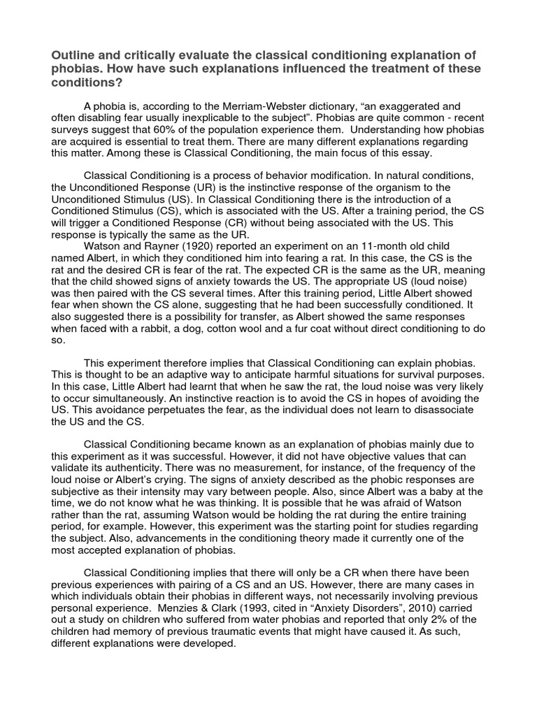 Outline and Critically Evaluate The Classical Conditioning Explanation ...