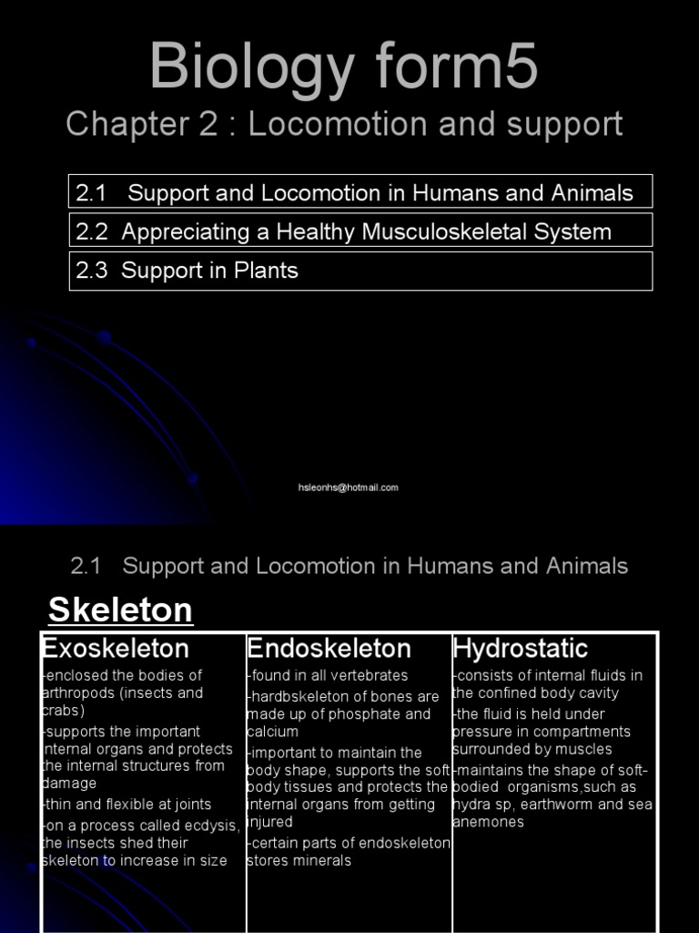 Biology Form5 - Locomotion and Support | PDF