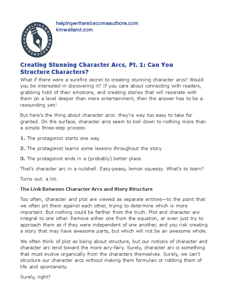 Creating A Stunning Character Arc Pt. 1: Can You Structure Character ...