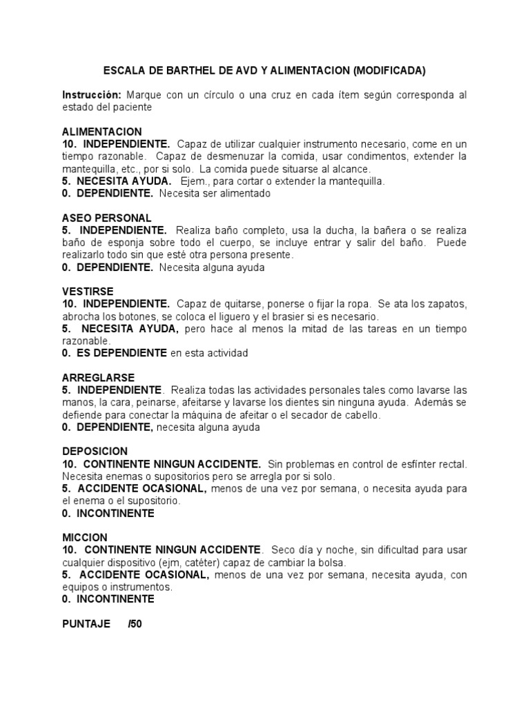 Escala De Barthel: Función Y Uso. – ZZZAC