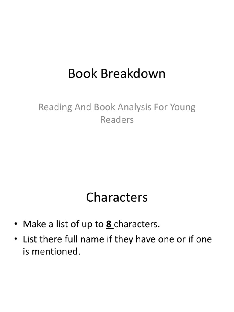 Young Readers Book Analysis Guide | PDF