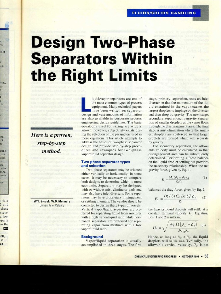 Design Two Phase Seperators | PDF | Drop (Liquid) | Volume
