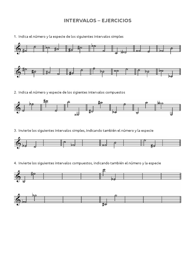 Ejercicios de Intervalos | PDF