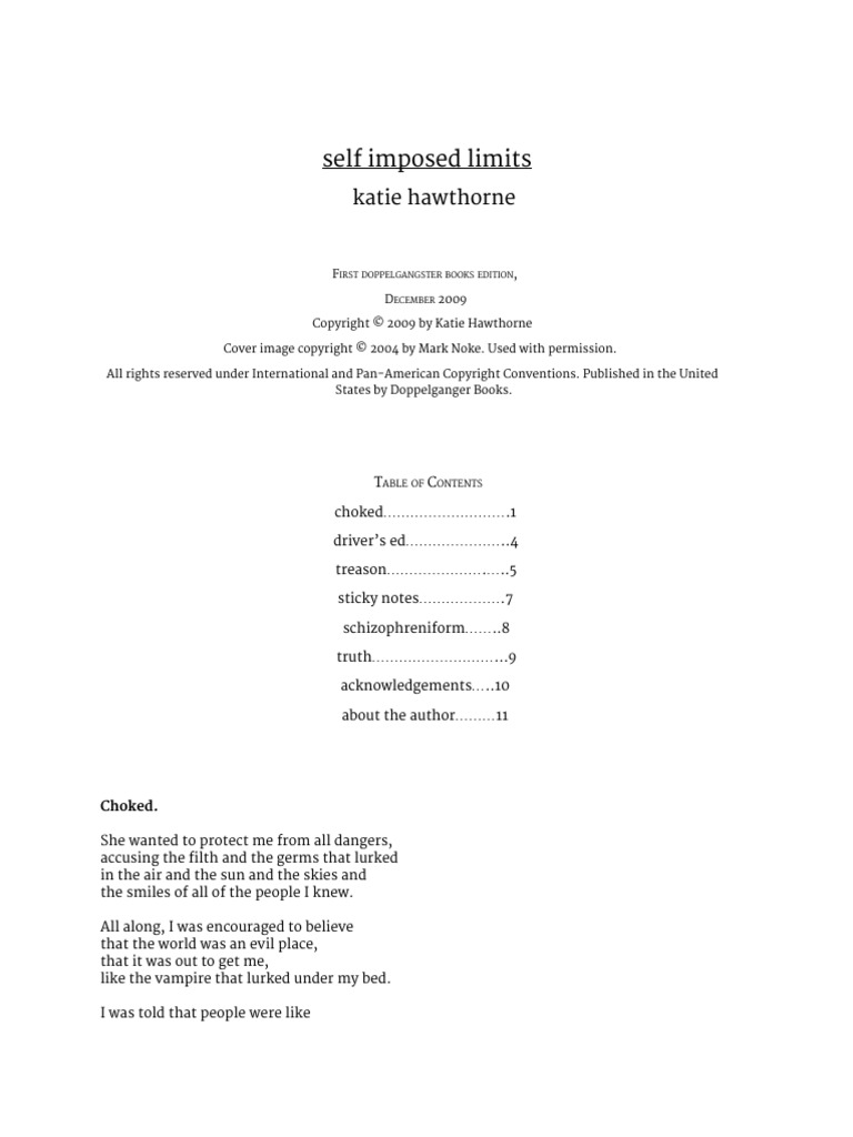Self Imposed Limits | PDF
