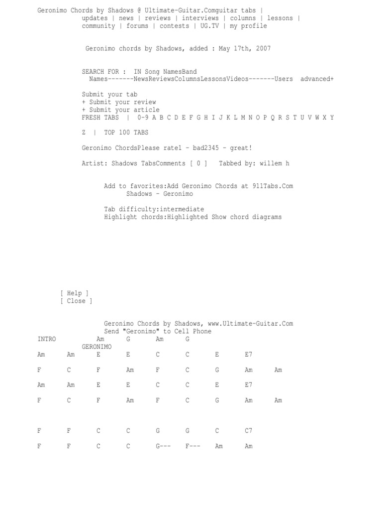 Geronimo Chords | PDF