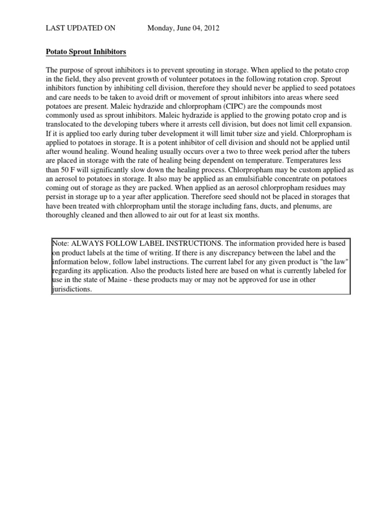 Guide to Potato Sprout Inhibitors: Chemical Options, Application ...