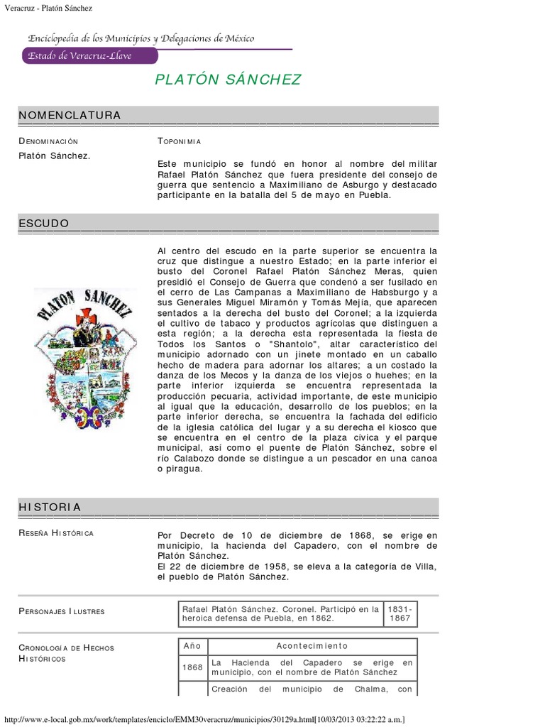 Platón Sánchez: Historia y Clima | PDF | Alcalde | Gobierno
