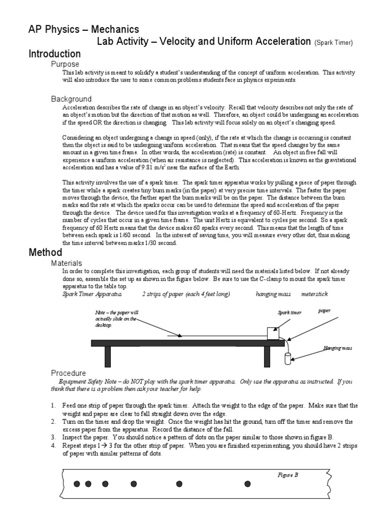 Spark Timer Lab | PDF | Acceleration | Velocity