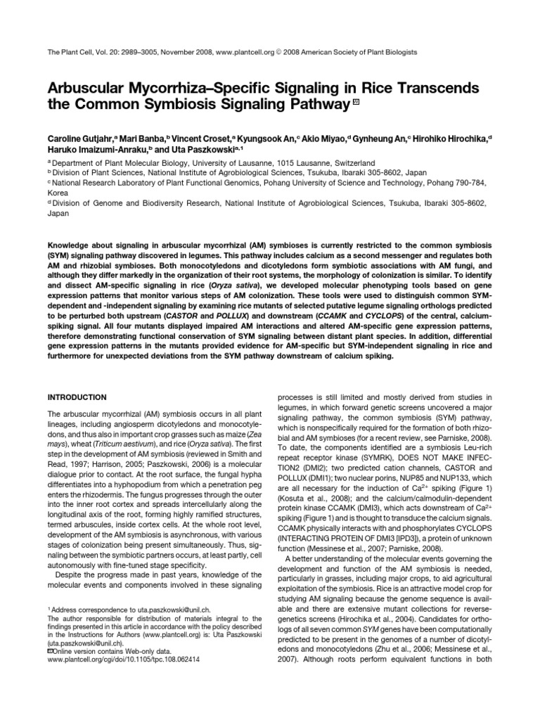Common Symbiosis Signaling Pathway | Download Free PDF | Gene ...