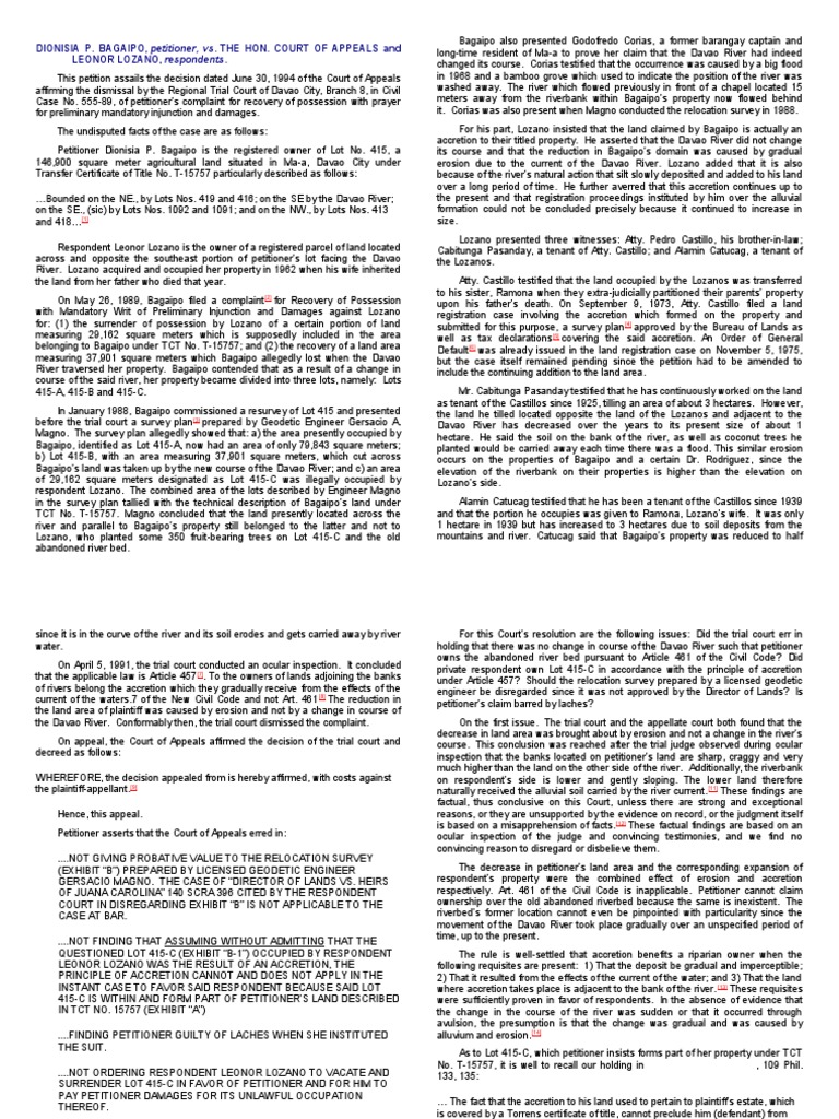 Bagaipo vs. CA (Original & Digest) | PDF | Complaint | Separation Of Powers