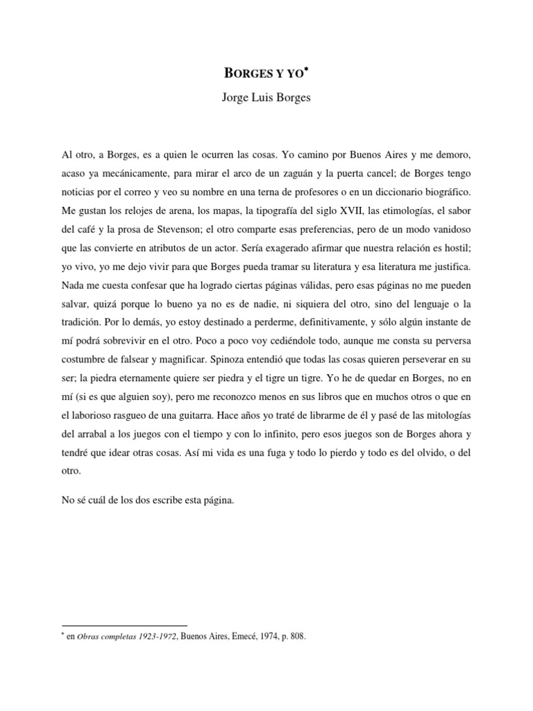Borges y Yo Borges | PDF