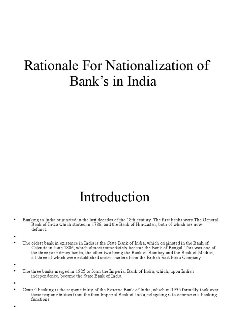 Explain The Rationale For The Nationalization of Banks | PDF | Reserve ...