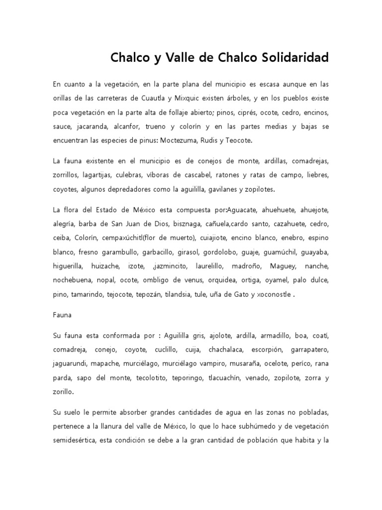 Chalco y Valle de Chalco Solidaridad | PDF | Pollo | Plantas