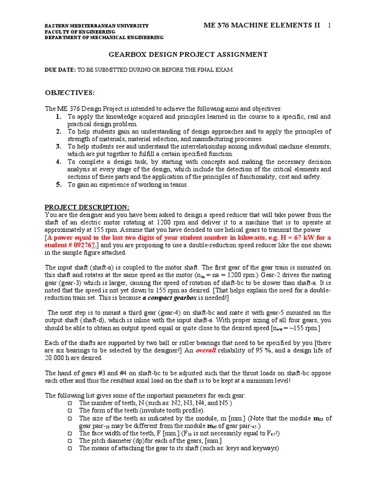 Project For Gearbox Design | PDF | Gear | Classical Mechanics