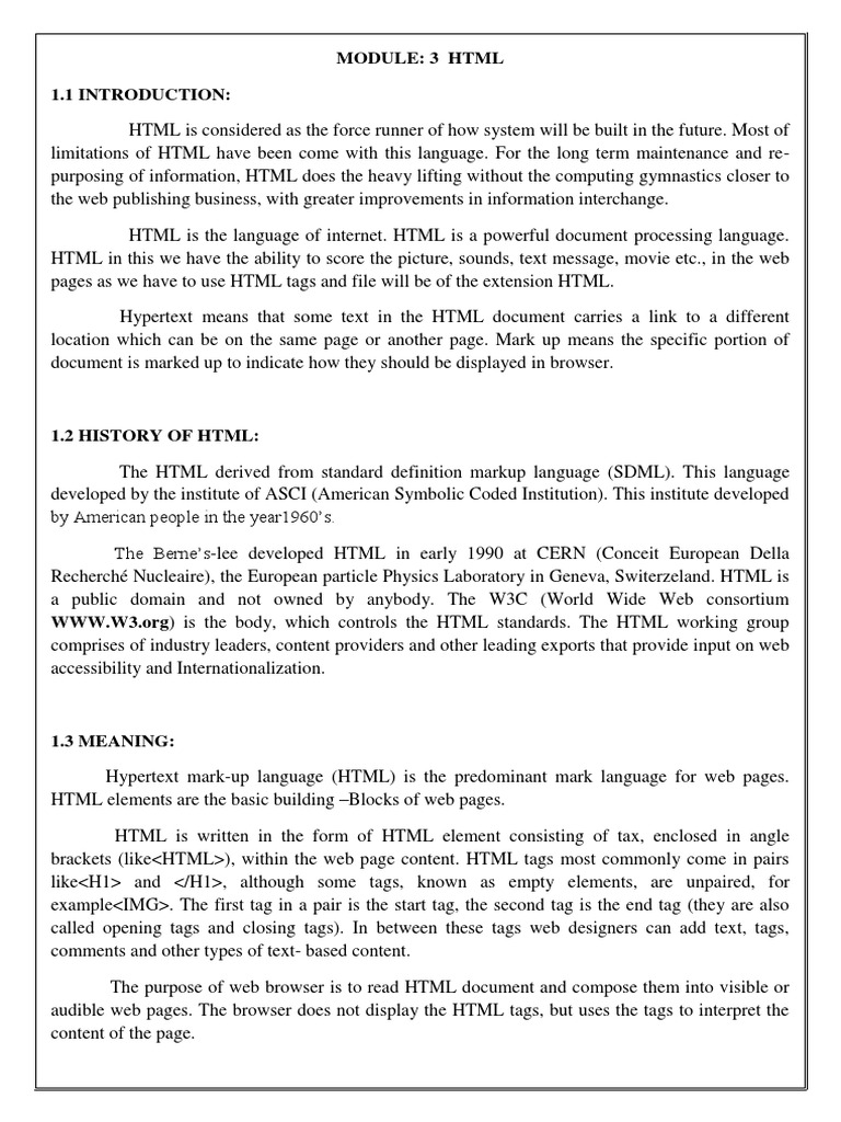 Module 3 HTML | PDF | Html | Html Element