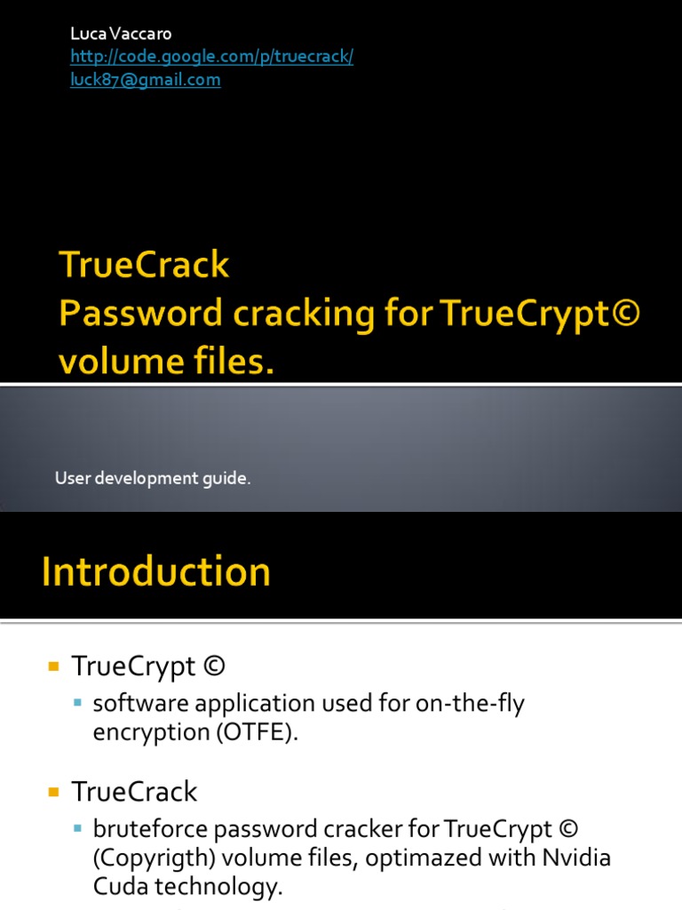 TrueCrack English Presentation | PDF | Key (Cryptography) | Parallel Computing