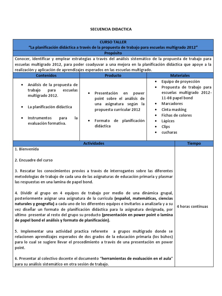 Planeacion Multigrado De Primaria