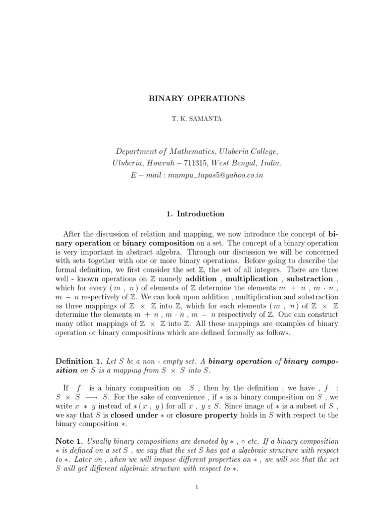 Binary Composition | Integer | Abstract Algebra