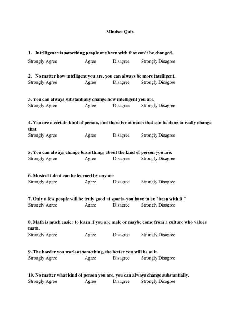Mindset Quiz | PDF | Mindset | Epistemology