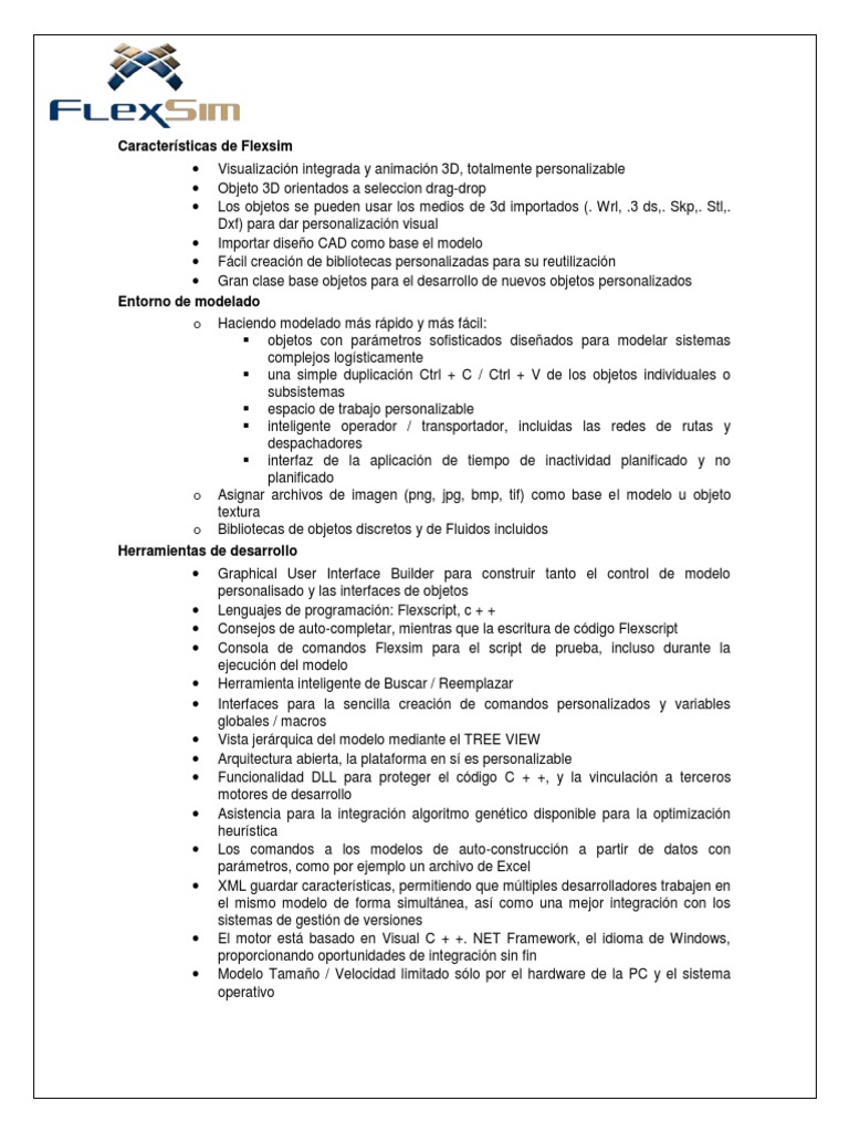 FlexSim Features | PDF | Microsoft Excel | Servidor SQL de Microsoft