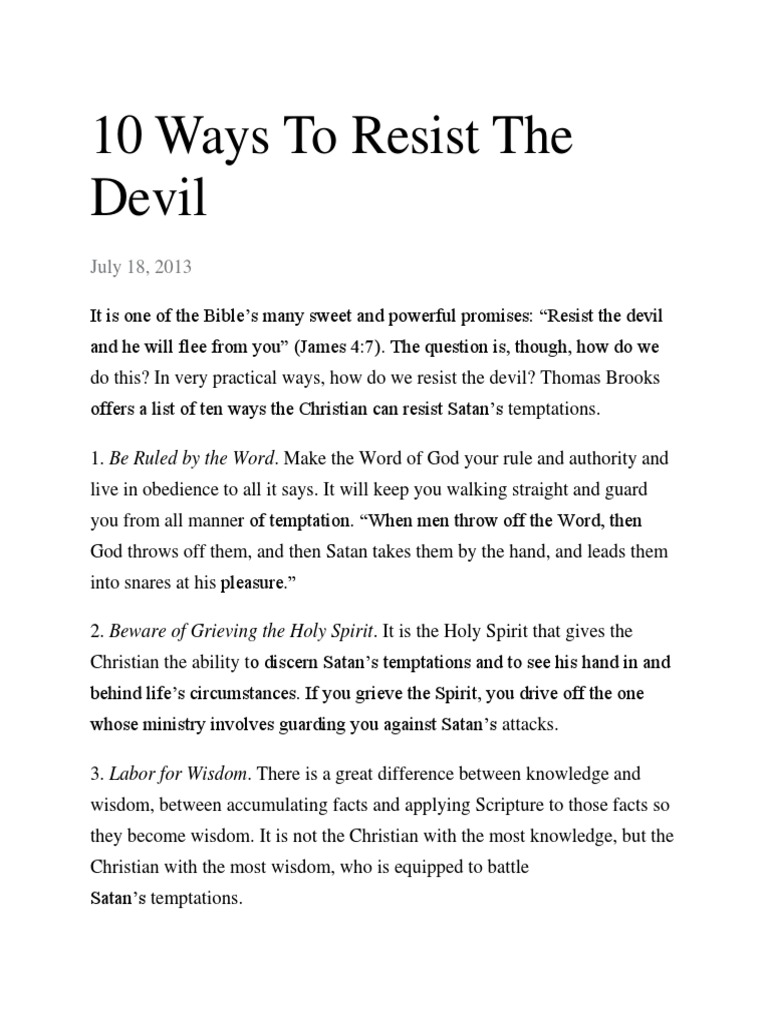 10 Ways To Resist The Devil | PDF | Satan | Devil