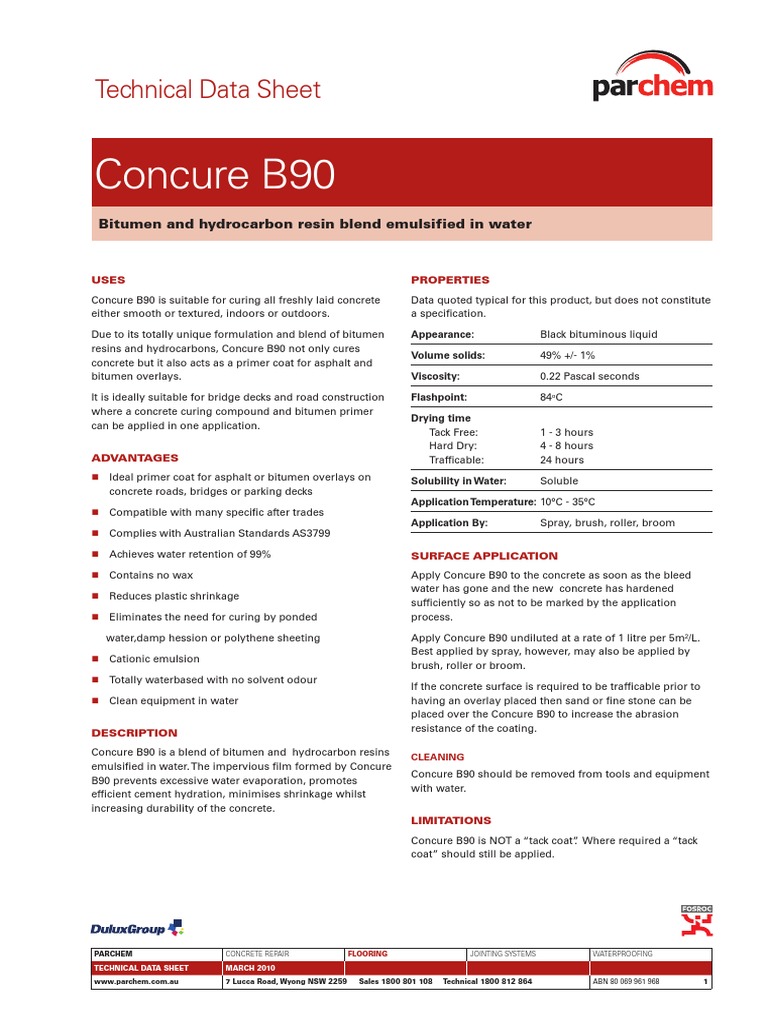 Concure B90 TDS | PDF | Asphalt | Concrete