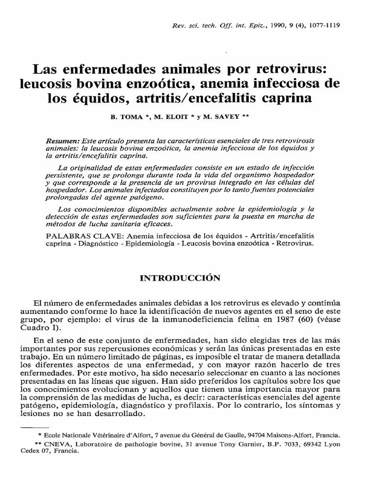 Enfermedades de Animales Por Retrovirus | PDF | Virus | Retrovirus
