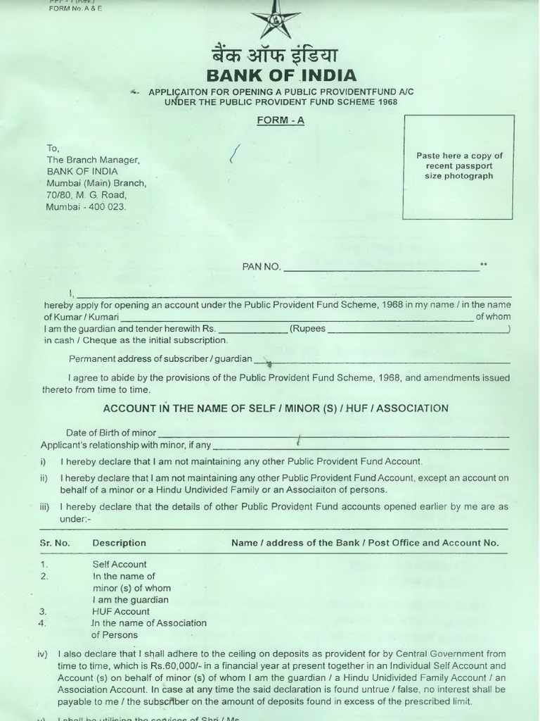 PPF Account Opening Form1 | Download Free PDF | Taxation | Government
