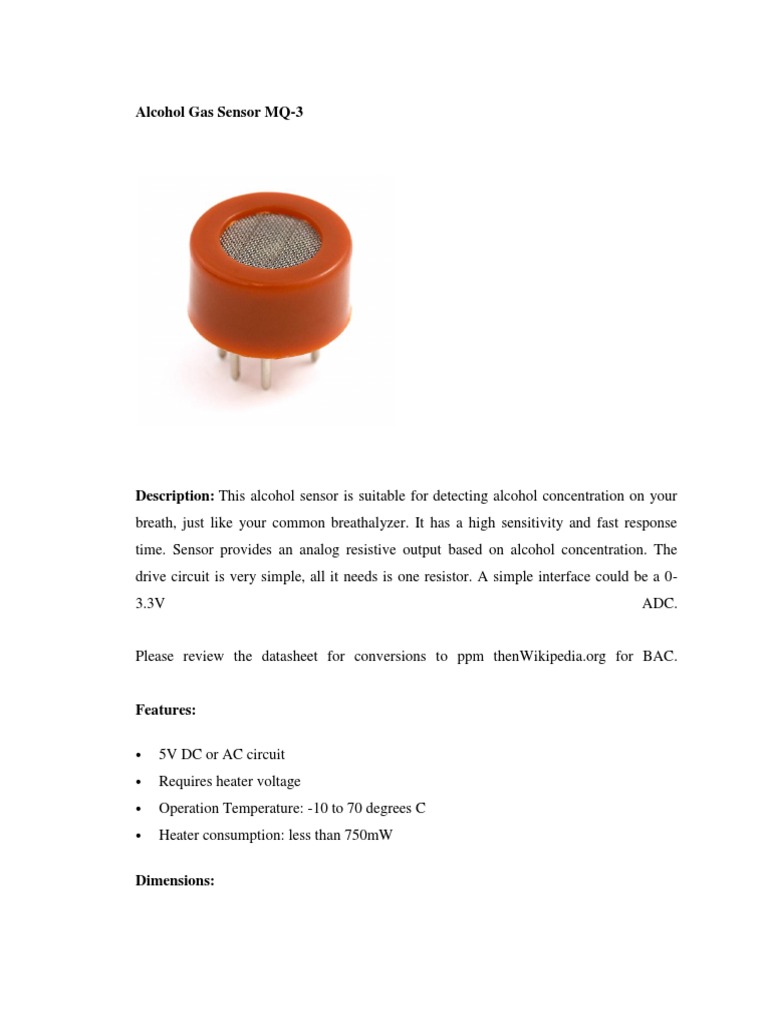 Alcohol Sensor | PDF | Sensor | Vacuum Tube