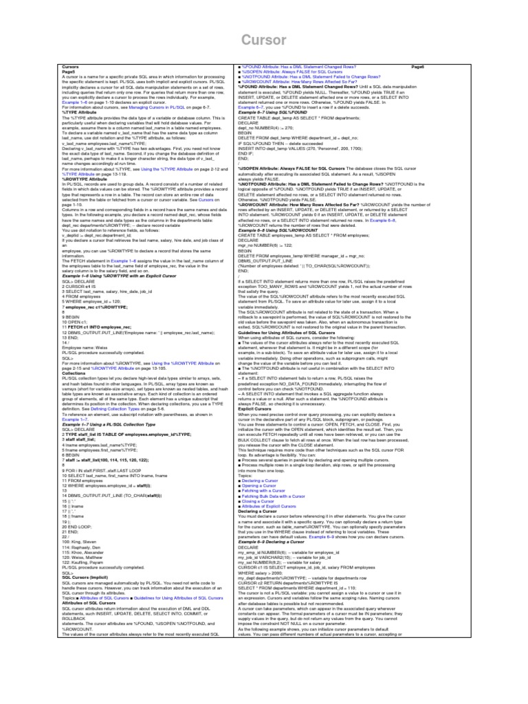 Cursors In Dbms Pdf Plsql Parameter Computer Programming 8598