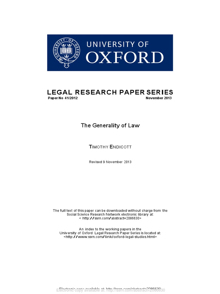 Legal Research Paper Series: The Generality of Law | PDF | Justice ...