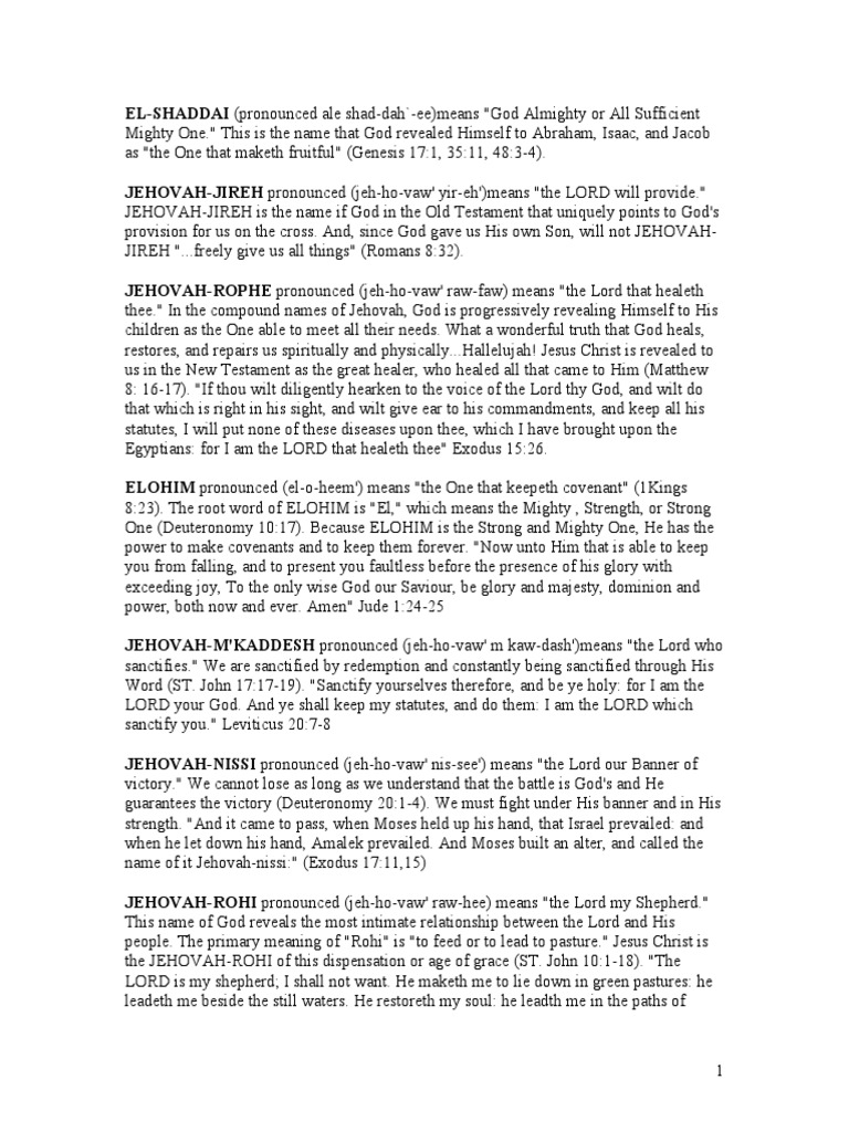 Names of God | PDF | Creator Deity | Religious Belief And Doctrine