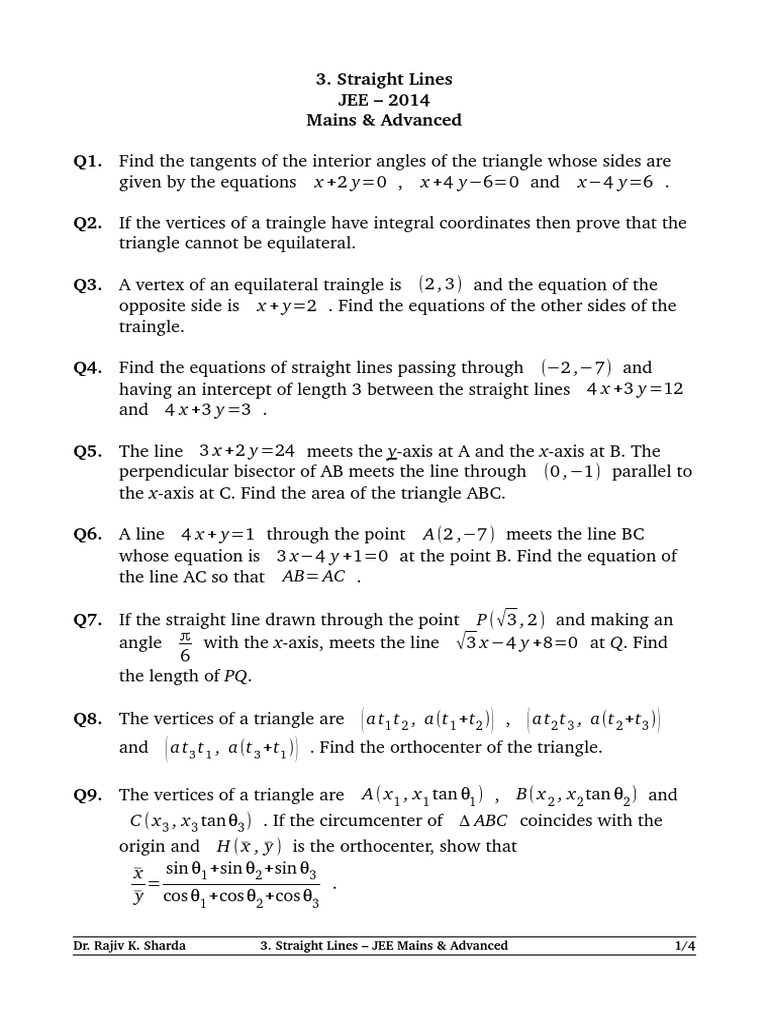 Straight Lines | PDF | Triangle | Line (Geometry)