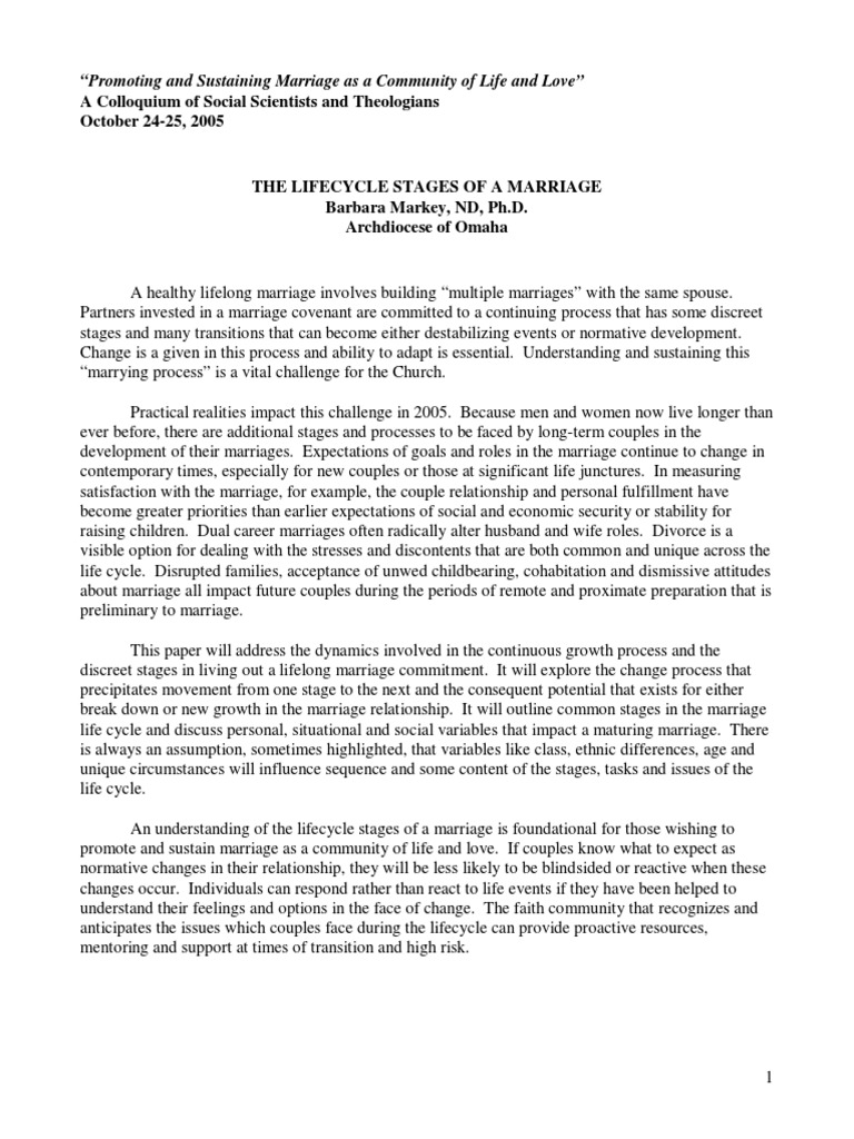 The Lifecycle Stages of A Marriage | PDF | Marriage | Adolescence