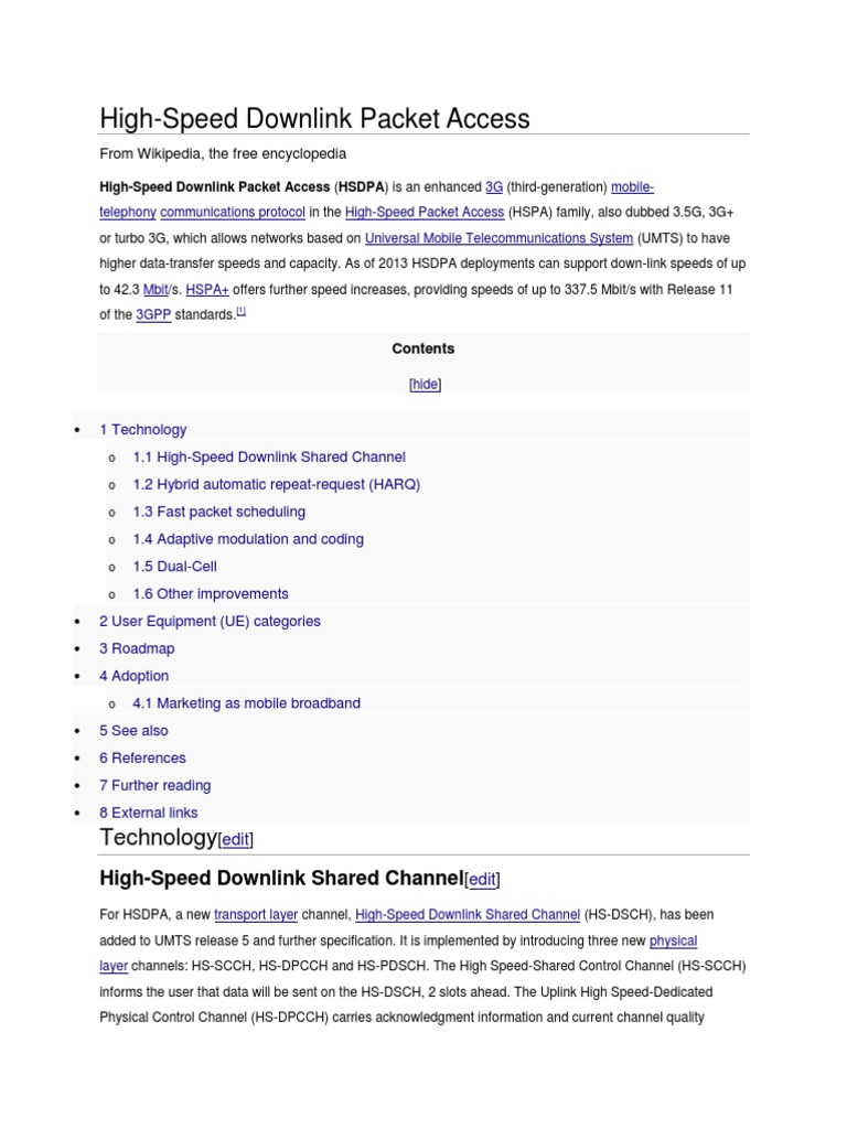 High-Speed Downlink Packet Access: Technology | PDF | High Speed Packet Access ...