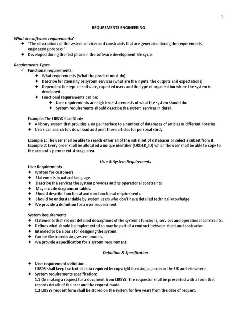 Requirements Engineering | Specification (Technical Standard) | Software