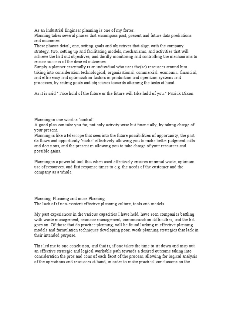 Planning Interview Questions and Answers | PDF | Goal | Planning