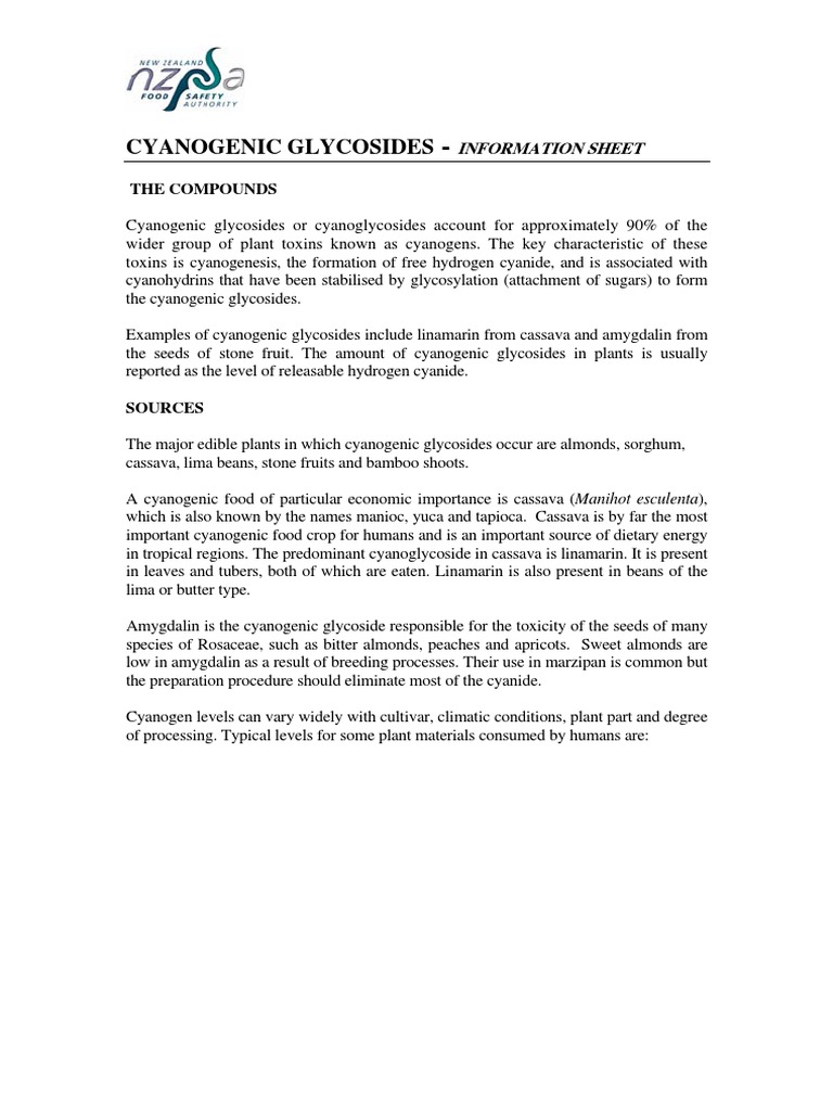 Cyanogenic Glycosides-Toxin Which | PDF | Cyanide | Foods