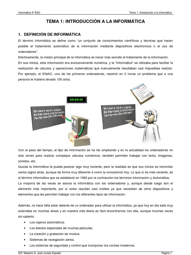 TEMA 1 - Introducción A La Informática | PDF | Unidad Central de ...