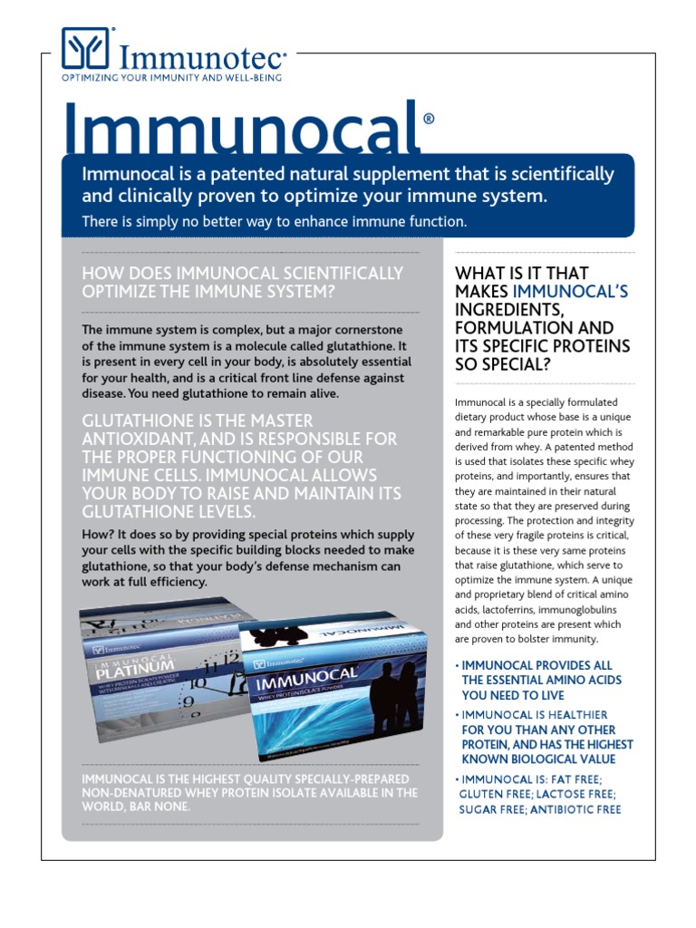 Product Sheet Immunocal US | PDF | Immune System | Inflammation