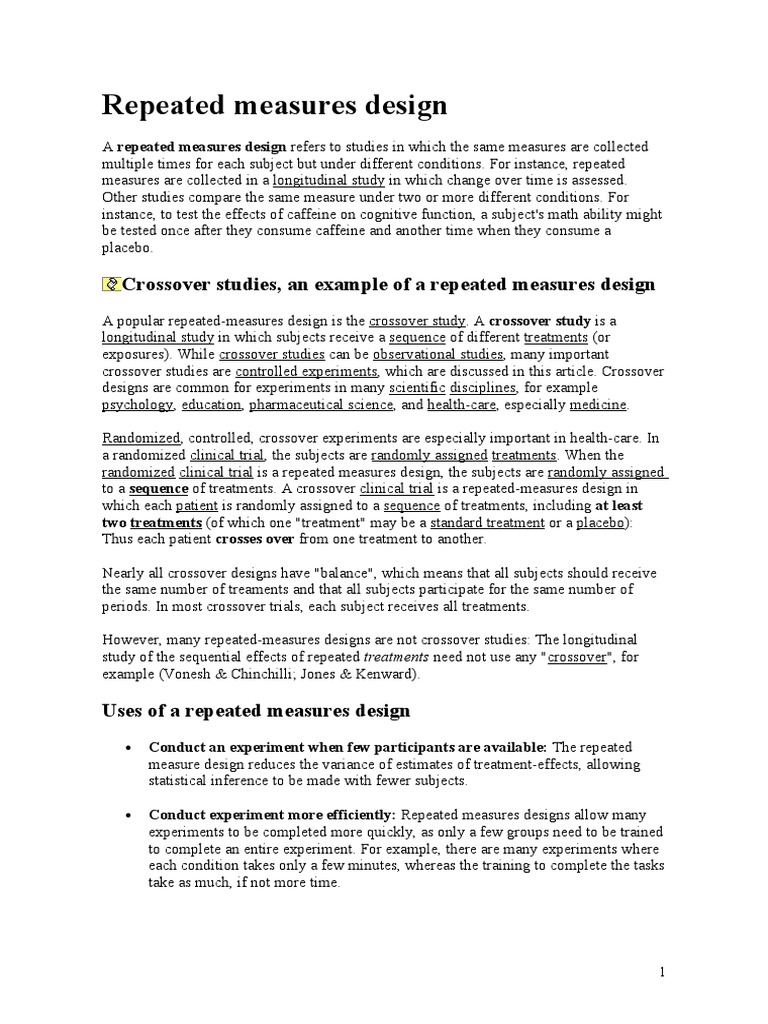 Repeated Measures Design | PDF | Mathematical And Quantitative Methods ...